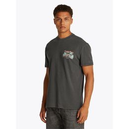 Tommy Jeans Herren T-Shirt &raquo;TJM REG CABANA SS TEE EXT&laquo; mit gro&szlig;em R&uuml;ckenprint Backprint Washed Out schwarz S