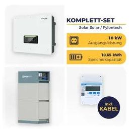 PV-Speichersystem: SOFAR SOLAR HYD Hybrid-Wechselrichter mit 3x Pylontech Force-H2 | 3-phasig | 10kW | 10,65 kWh