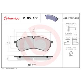 Brembo Bremsbelagsatz, Scheibenbremse P 85 168 vorne rechts links mit Zubeh&ouml;r f&uuml;r VW MAN 65508206001 2N0698151A