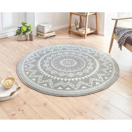 Hanse Home Teppich &raquo;Valencia&laquo; rund 9 mm H&ouml;he Kurzflor, Modern, Vintage, Mandala, Wohnzimmer, Kinderzimmer, Flur grau Kunstfaser