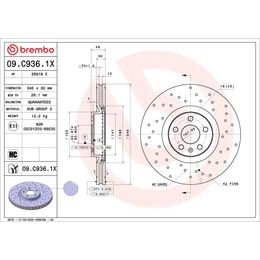 Brembo Bremsscheibe 09.C936.1X vorne rechts links Gelocht 345mm f&uuml;r VOLVO ASIA POLESTAR 32300811 31471752 31400568