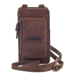 GreenLand Nature Damen GreenLand Nature Handytasche &raquo;NATURE leather-cork&laquo; mit aufgesetzter Geldb&ouml;rse braun