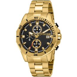 Roberto Cavalli Herren Roberto Cavalli Chronograph &raquo;Uomo Sport III&laquo; Quarzuhr, Armbanduhr, Herrenuhr, Edelstahlarmband, analog, Tag gold