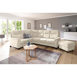 Home Affaire Ecksofa &raquo;Boccaccio L-Form&laquo; mit Federkern, incl. Kopfteilverstellung, wahlweise Bettfunktion beige Struktur weich (90% Polyester / 10% 