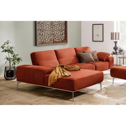 W.Schillig Ecksofa &raquo;run, Designsofa mit tollem Sitzkomfort, bequem, L-Form&laquo; mit elegantem Holzsockel, F&uuml;&szlig;e in Silber matt, Breite 319 cm orange 