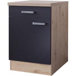 Flex-Well Unterschrank &raquo;Antigua&laquo; (B x H x T) 60 x 86 x 60 cm grau Holzwerkstoff San Remo Eiche, B/H/T: 60cm x 86cm x 57cm, Schubladen: 1 Stk. T&uuml;ren: 1 Stk.