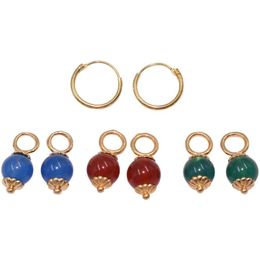Firetti Damen Paar Creolen &raquo;Multipack Schmuck Geschenk Gold 585 Ohrschmuck Ohrringe&laquo; Made in Germany - mit Achat - Einh&auml;nger abnehmbar bunt