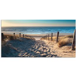 Artland &raquo;Weg zum Nordseestrand Sonnenuntergang&laquo; Alu Spritzschutz mit Klebeband, einfache Montage beige Aluminium