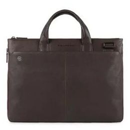 Piquadro Black Square Schmale Laptoptasche 15.6" erweiterbar dunkelbraun