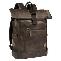 Camel Active LAOS Rolltop Rucksack aus Kunstleder Braun