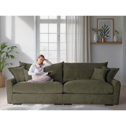 Home Affaire Big-Sofa &raquo;Finka, Breite 190 cm&laquo; Mega-Sofa, Cord oder Chenille-Struktur, mit Federkern & 4 Zierkissen 100% Polyester