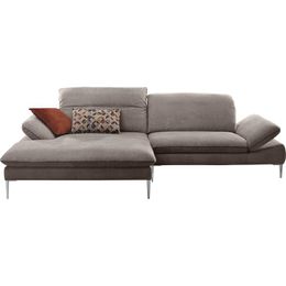W.Schillig Ecksofa &raquo;enjoy&MORE, Designsofa, elegant und bequem, L-Form&laquo; mit Sitztiefenverstellung, F&uuml;&szlig;e Chrom gl&auml;nzend, Breite 294 cm grau Chenille-