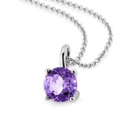 OROLINO Damen Kette mit Anh&auml;nger &raquo;Gold 585 mit nat&uuml;rlichem Amethyst 45cm lang&laquo; wei&szlig;