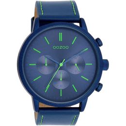 Oozoo Herren Oozoo Armbanduhr, Herrenuhr, Lederarmband, Chrono-Look blau