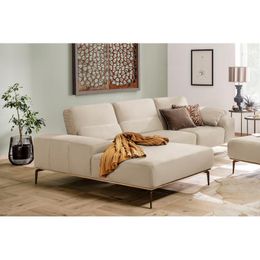 W.Schillig Ecksofa &raquo;run, Designsofa mit tollem Sitzkomfort, bequem, L-Form&laquo; mit Holzsockel, F&uuml;&szlig;e in Bronze pulverbeschichtet, Breite 319 cm beige 