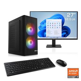CSL PC-Komplettsystem &raquo;Spectrum V25240&laquo; 27 &prime;&prime; AMD Ryzen 7 16 GB RAM 1.000 GB SSD schwarz Inkl. 27 Zoll Full-HD Monitor, Maus, Tastatur, 300 MBit/s 