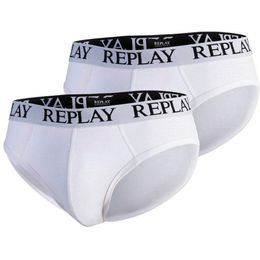 Replay Herren Slip &raquo;SLIP Basic Cuff Logo 2pcs Bo&laquo; Packung, 2er wei&szlig; XXL