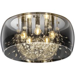 Trio Leuchten Deckenleuchte &raquo;Crystel&laquo; E14 1 Stk. warmwei&szlig; - kaltwei&szlig; Elegante Deckenlampe mit Glasschirm &Oslash; 50cm, exkl 5xE14 Leuchtmittel grau