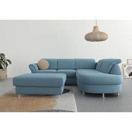 Sit & More sit&more Ecksofa &raquo;Apulia L-Form&laquo; wahlweise Bettfunktion, Bettkasten und Kopf- und Armteilverstellung blau Webstoff (100% Polyester);Struktur weich (90