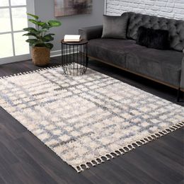Sanat Hochflor-Teppich &raquo;Versay 1504&laquo; rechteckig 45 mm H&ouml;he Wohnzimmer, Langflor, Shaggy Teppich beige Kunstfaser