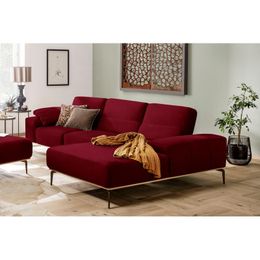 W.Schillig Ecksofa &raquo;run, Designsofa mit tollem Sitzkomfort, bequem, L-Form&laquo; mit Holzsockel, F&uuml;&szlig;e in Bronze pulverbeschichtet, Breite 319 cm rot 