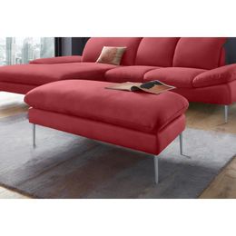 W.Schillig Hocker &raquo;enjoy&MORE&laquo; F&uuml;&szlig;e silber matt, Breite 106 cm rot Chenille-Flachgewebe R66 (85% Polyester, 15% Nylon);Longlife Xtra-Leder Z59: 
