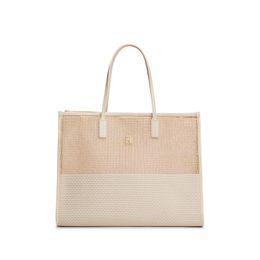 Tommy Hilfiger Damen Tragetasche &raquo;TH CITY SUMMER TOTE WOVEN&laquo;, Damen Umh&auml;ngetasche, Schultertasche mit TH-Logoemblem beige