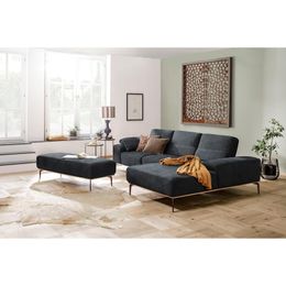 W.Schillig Ecksofa &raquo;run, Designsofa mit tollem Sitzkomfort, L-Form&laquo; mit Holzsockel, F&uuml;&szlig;e in Bronze pulverbeschichtet, Breite 299 cm schwarz Longlife 