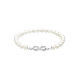 Elli Damen Perlenarmband &raquo;Infinity Symbol Muschelkernperlen Wei&szlig; 925 Sterling Silber&laquo; wei&szlig;