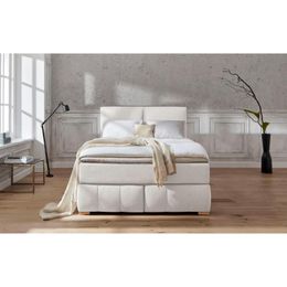 Home Affaire Boxspringbett &raquo;Wehma&laquo; inkl. Topper in 3 verschiedenen Matratzen, auch in Samtstoff beige Struktur fein (100% Polyester)