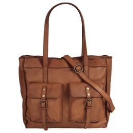 Samantha Look Damen Shopper echt Leder, Made in Italy braun
