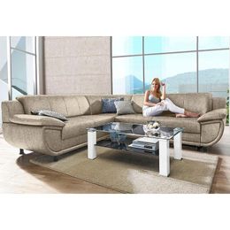 Trendmanufaktur Ecksofa &raquo;Rondo wahlweise mit Schlaffunktion, 267x247 cm (BxT), breite Armlehnen&laquo; L-Form, wahlweise mit Federkern bestellbar, F&uuml;&szlig;e 