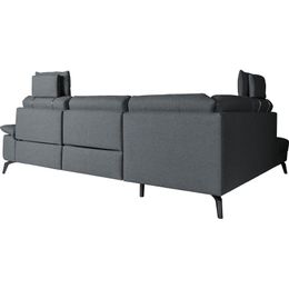 Alina Ecksofa inkl. Kopfst&uuml;tzen, wahlweise mit Relaxfunktion, Breite: 243 cm grau Struktur GBA (100% Polyester)