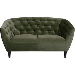 ACTONA GROUP 2-Sitzer &raquo;Ria Sofa, Couch, Doppelsofa, Loveseat,&laquo; Samtstoff, Massivholz-Beine, Taschenfederkern, Tufting, mit Armlehnen gr&uuml;n