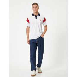 KOTON Poloshirt Herren Gr&ouml;&szlig;e M navy / hellbraun / rot / wei&szlig;