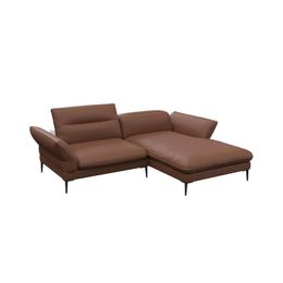 FLEXLUX &raquo;Salino, Funktionssofa mit Recamiere, Relaxsofa, Ecksofa&laquo; Sofa mit Arm- und Kopfteil-Verstellungen, Kaltschaum & Stahl-Wellen braun
