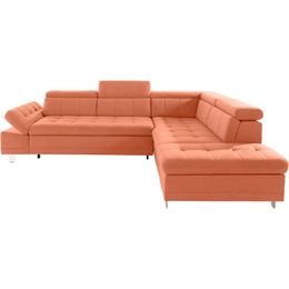 Sit & More sit&more Ecksofa &raquo;Limit L-Form&laquo; wahlweise mit Bettfunktion und Bettkasten orange Kunstleder SOFTLUX ;Luxus-Microfaser ALTARA NUBUCK (100% Polyester);