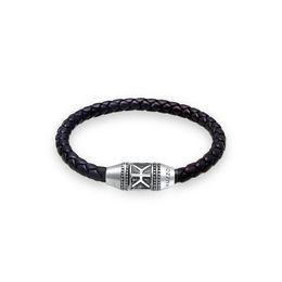 Kuzzoi Herren Armband &raquo;Herren Leder Logo Magnet-Verschlu&szlig; 925 Silber&laquo; silber