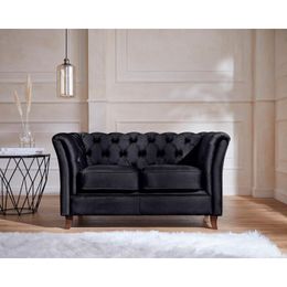 Home Affaire Chesterfield-Sofa &raquo;Reims&laquo; mit echter Chesterfield-Knopfheftung, hochwertige Verarbeitung grau Samtoptik (100% Polyester)