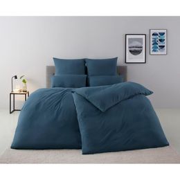 OTTO home Bettw&auml;sche &raquo;Desner&laquo; 3 Stk. Premium Qualit&auml;t, 100 % Polyester, sehr weich, uni, ab 135x200 cm blau Microfaser, Obermaterial: 100% Polyester