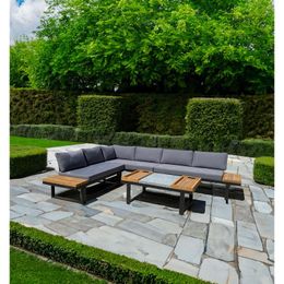 Garden Pleasure Gartenlounge-Set &raquo;, Lounge-Gruppe &raquo;MERIDA&laquo;&laquo; 1 Ecklounge, Tisch LxB: 110x65 cm braun Aluminium, FSC -zertifizierter Holzwerkstoff