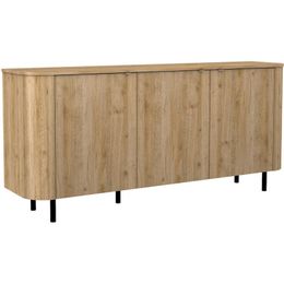 Home Affaire Sideboard &raquo;Murano, 181 cm breit, 3 T&uuml;ren, Anrichte, Kommode, Stauraumschrank&laquo; Formgebogenes MDF, Stirnseiten mit Rundung, F&uuml;&szlig;e und Griffe