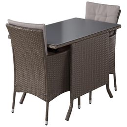 Konifera &raquo;Balkonset "Mailand"&laquo; Set, 2x Sessel, 1x Tisch 112x65 cm, inkl. Auflagen, Polyrattan, 7 Stk. tlg. Tischplatte aus Sicherheitsglas braun 