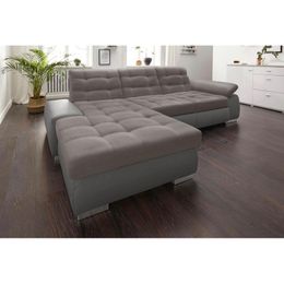 Sit & More sit&more &raquo;Ontario L-Form&laquo; XXL, wahlweise mit Bettfunktion grau Struktur (100% Polyester);Luxus-Microfaser ALTARA NUBUCK (100% Polyester);Luxus-