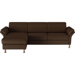 Home Affaire Ecksofa &raquo;Calypso L-Form&laquo; mit motorischen Funktionen im Sofa und Recamiere braun 100% Polyester