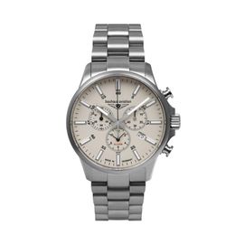 BAUHAUS Herren BAUHAUS Chronograph &raquo; Aviation&laquo; Armbanduhr, Quarzuhr, Herrenuhr, Titan, Saphirglas, Made in Germany silber