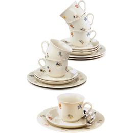 Seltmann Weiden Kaffeeservice &raquo;Geschirr-Set, Service Marieluise&laquo; Teller, Tasse, Untertasse Made in Germany, 18 Teile, f&uuml;r 6 Personen beige Porzellan