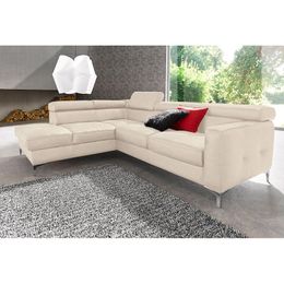 COTTA Ecksofa &raquo;Sammy L-Form&laquo; mit Kopfteilverstellung, wahlweise mit Bettfunktion & Bettkasten beige Microfaser Primabelle (100% Polyester);Die 