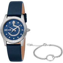 JUST cavalli time Damen Quarzuhr &raquo;Eterna&laquo; Armbanduhr, Damenuhr, Lederarmband, Ideal auch als Geschenk, analog blau