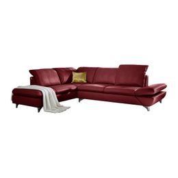 W.Schillig Ecksofa &raquo;Taoo, elegant und zeitlos, bequem, L-Form&laquo; mit Sitziefenverstellung & Kopfteilverstellung rot Longlife Xtra-Leder Z73: 